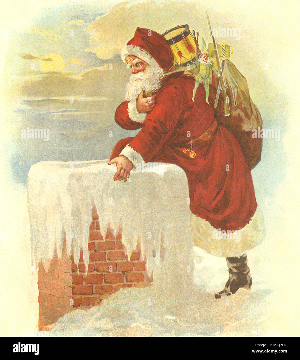 Santa on Rooftop Stock Photo - Alamy