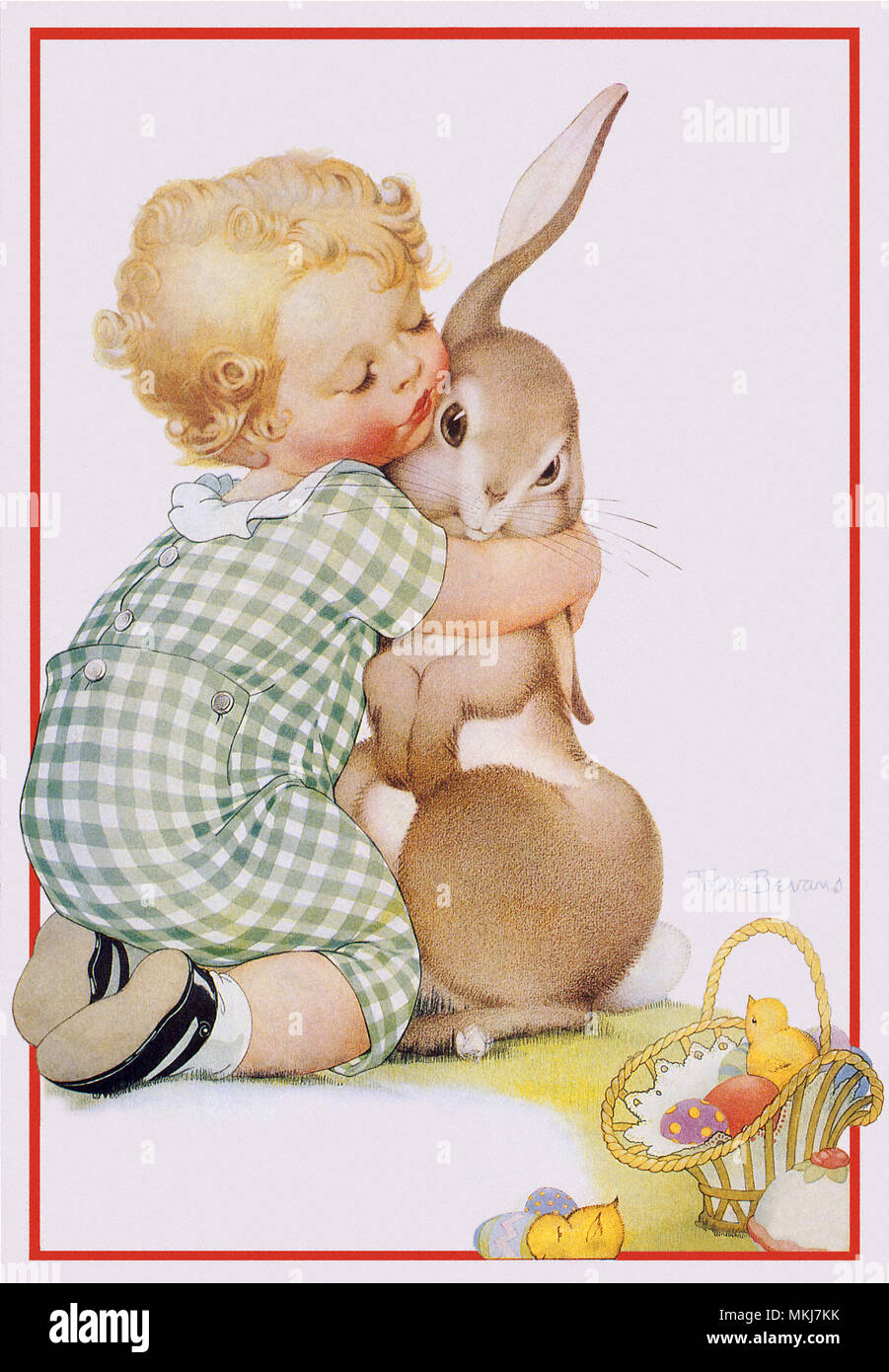 Baby Hugging Bunny Stock Photo - Alamy