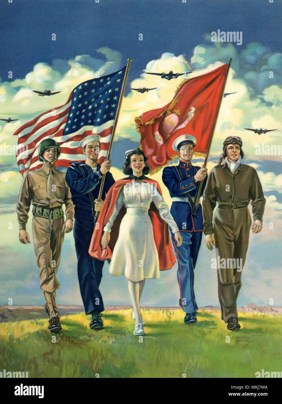 American flags parade hi-res stock photography and images - Alamy