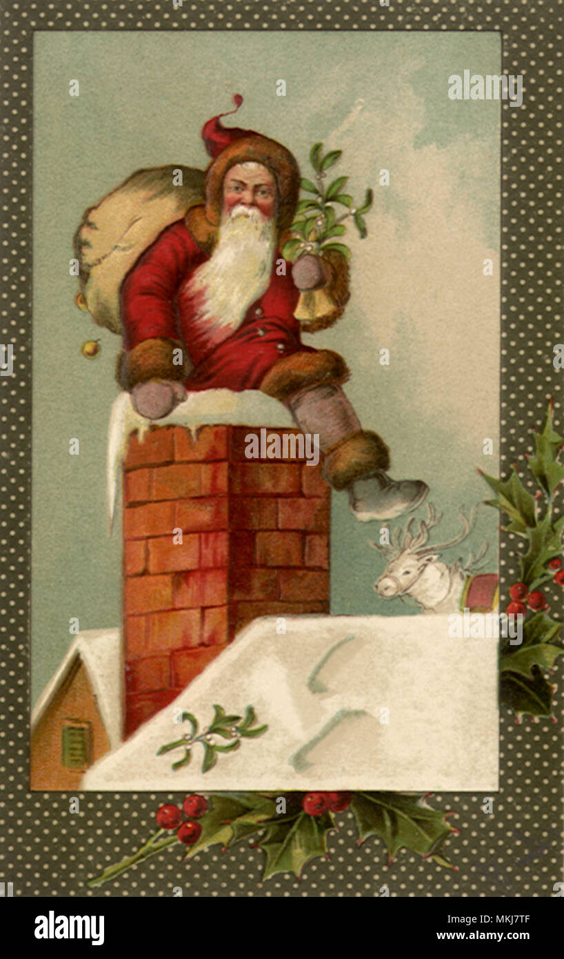 Santa on Chimney Stock Photo - Alamy