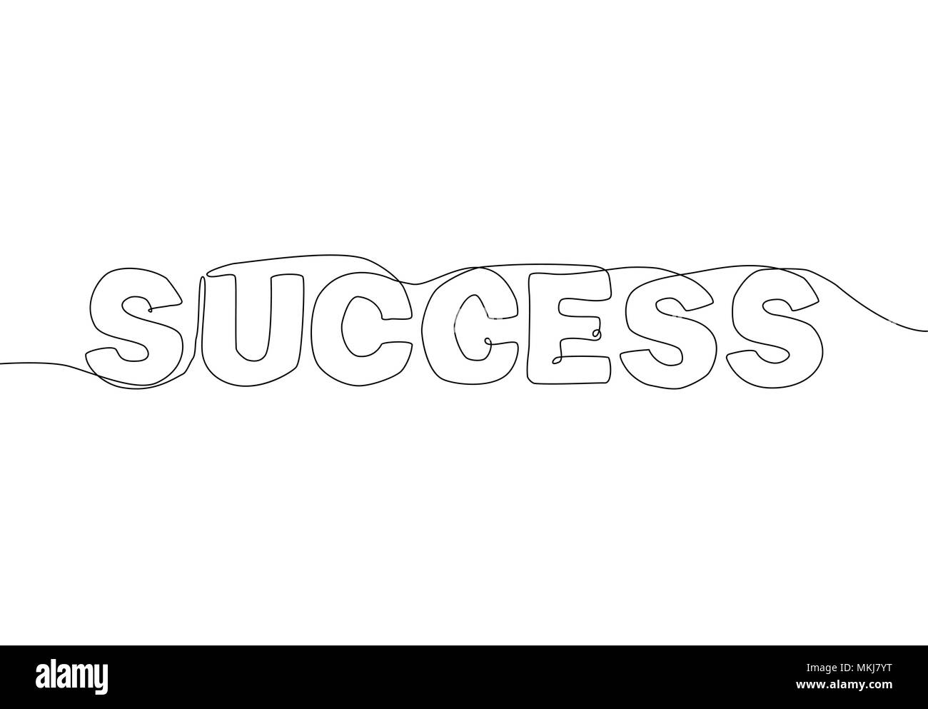 Success - one continuous line design style lettering Stock Vector Image ...