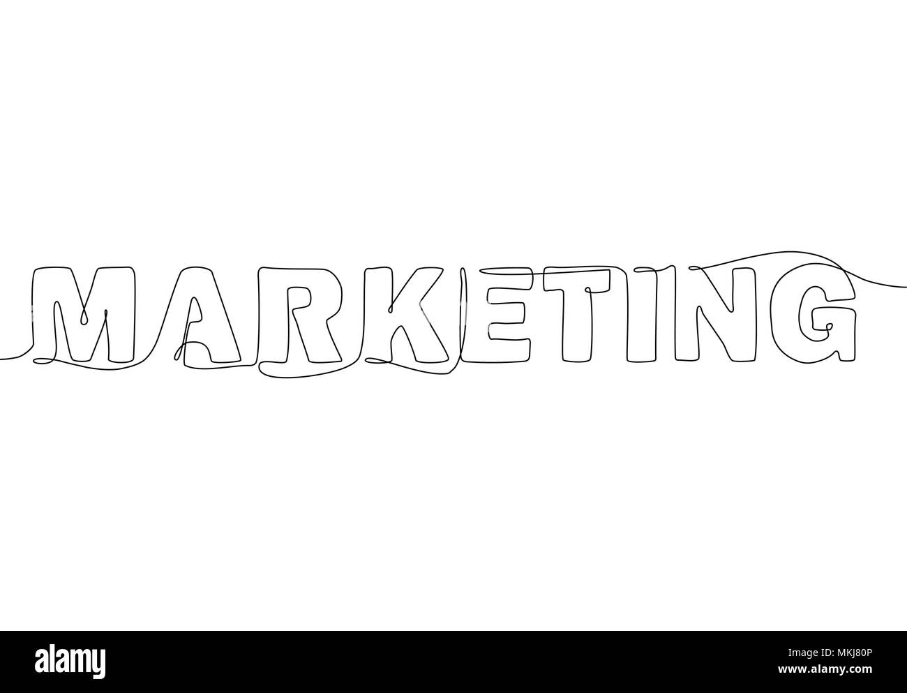 Marketing - one continuous line design style lettering Stock Vector ...