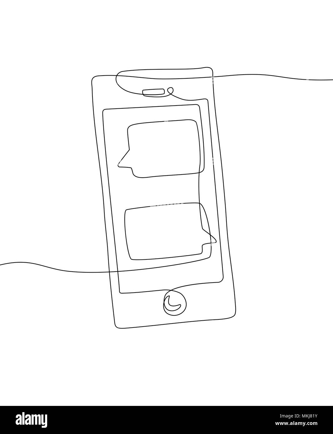 Smartphone - one line design style illustration Stock Vector Image ...