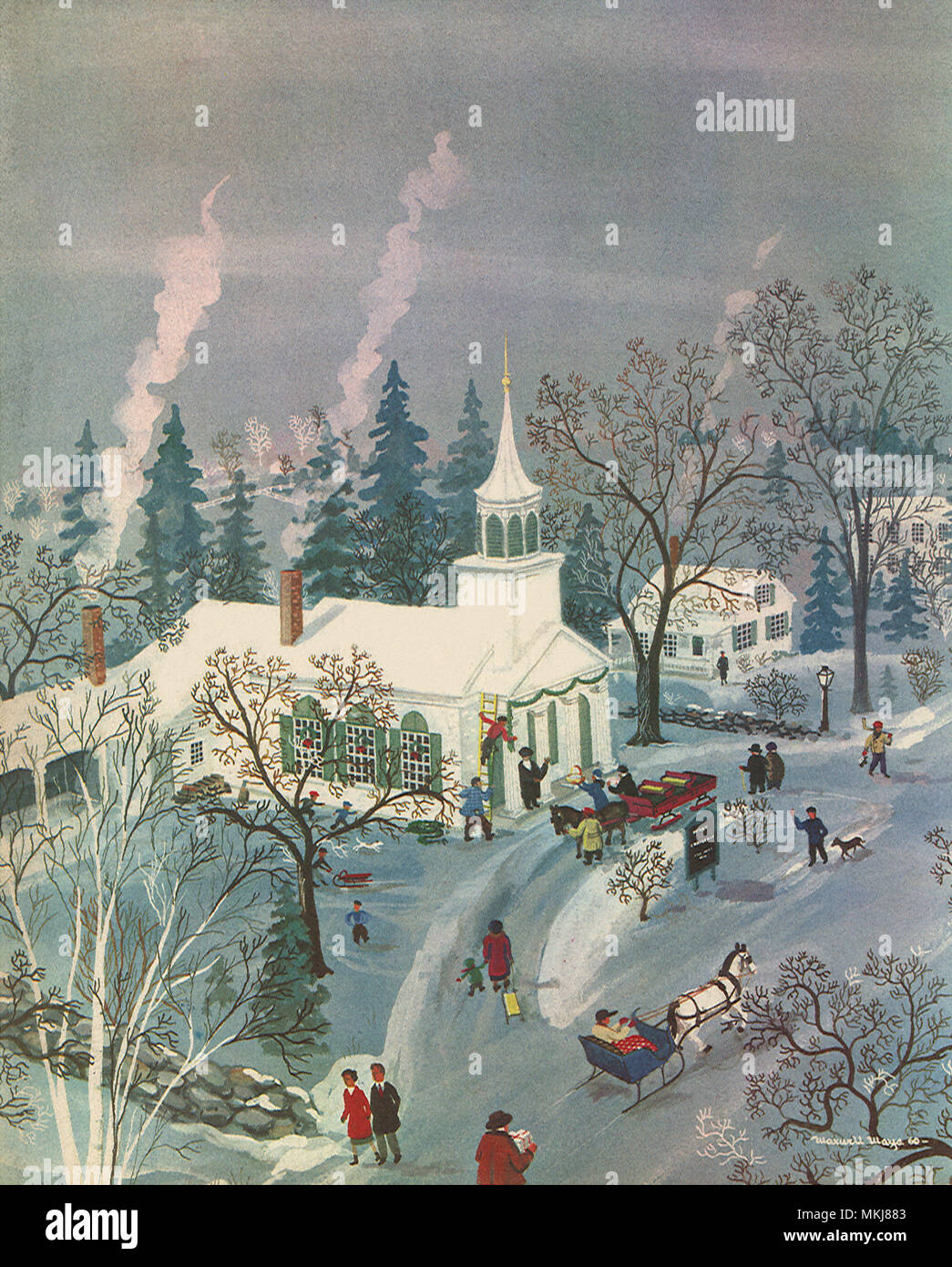 Winter Church Scene Stock Photo - Alamy