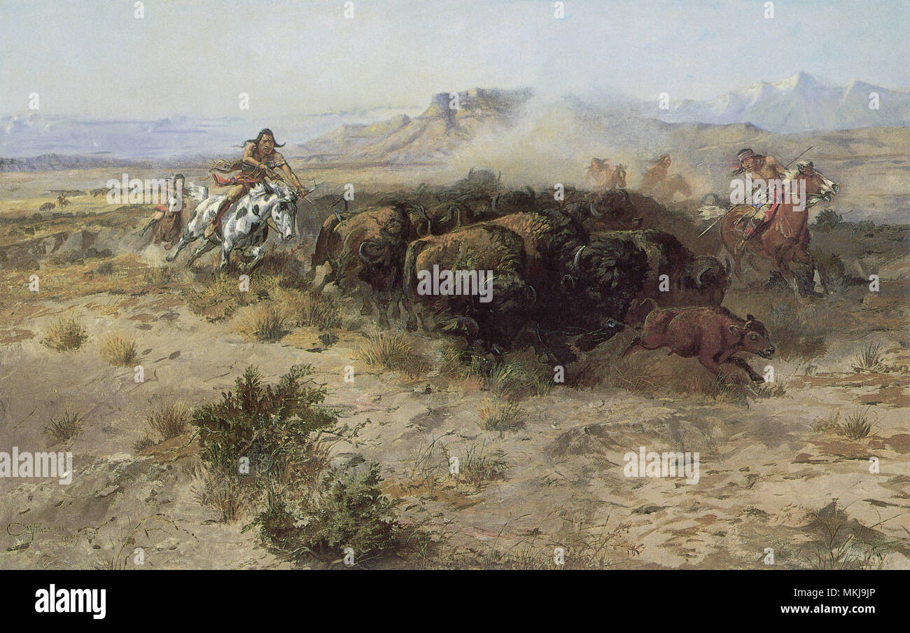 Buffalo hunt indian hi-res stock photography and images - Alamy