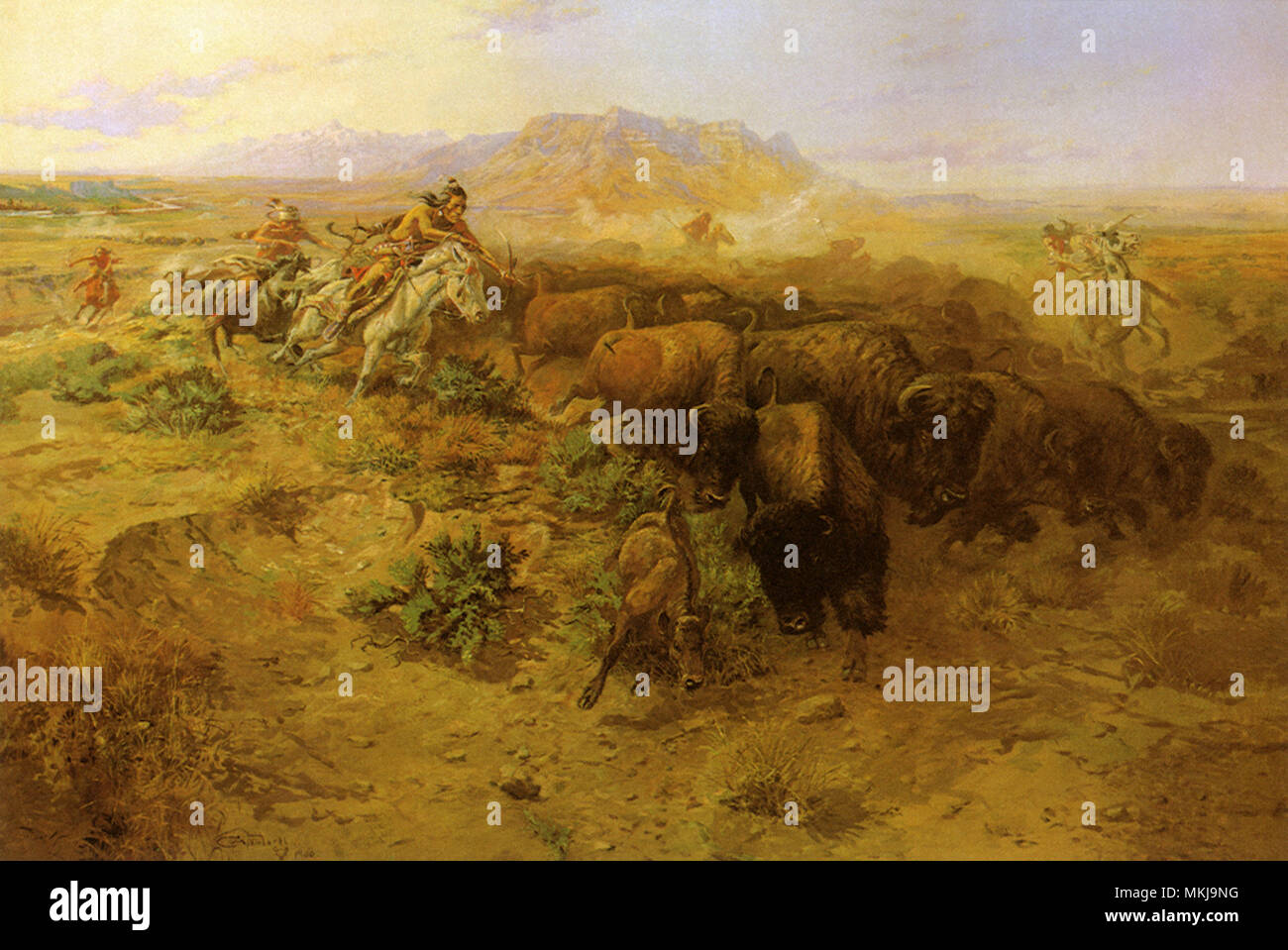 Buffalo hunt indian hi-res stock photography and images - Alamy