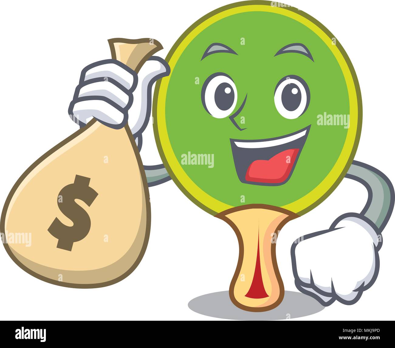 With money bag ping pong racket character cartoon Stock Vector Image ...
