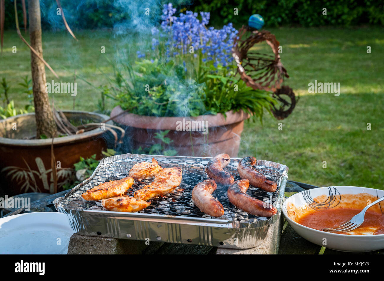 Disposable barbeque sausages hi-res stock photography and images - Alamy