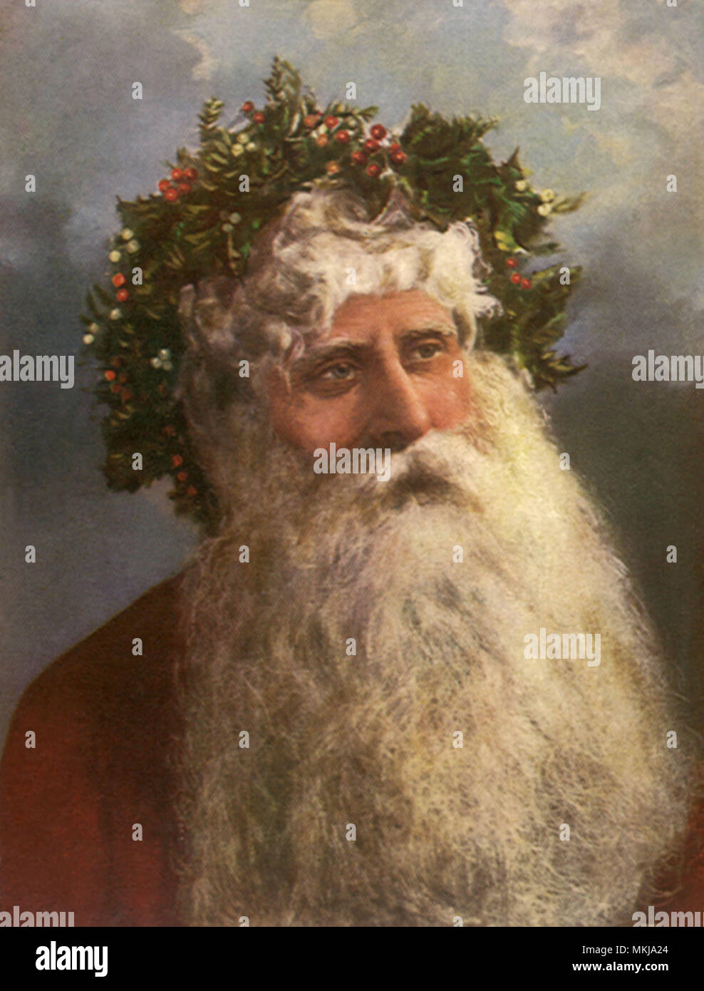 Santa with Holly Crown Stock Photo - Alamy