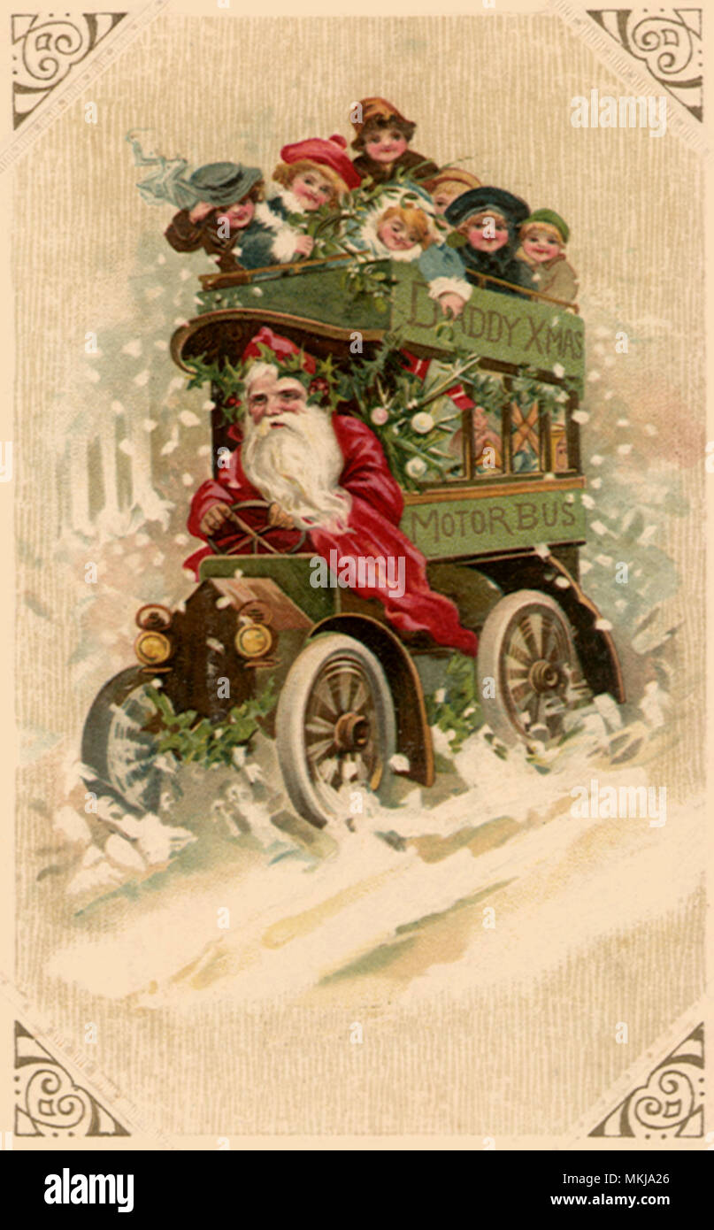 Santa Driving Bus Stock Photo - Alamy