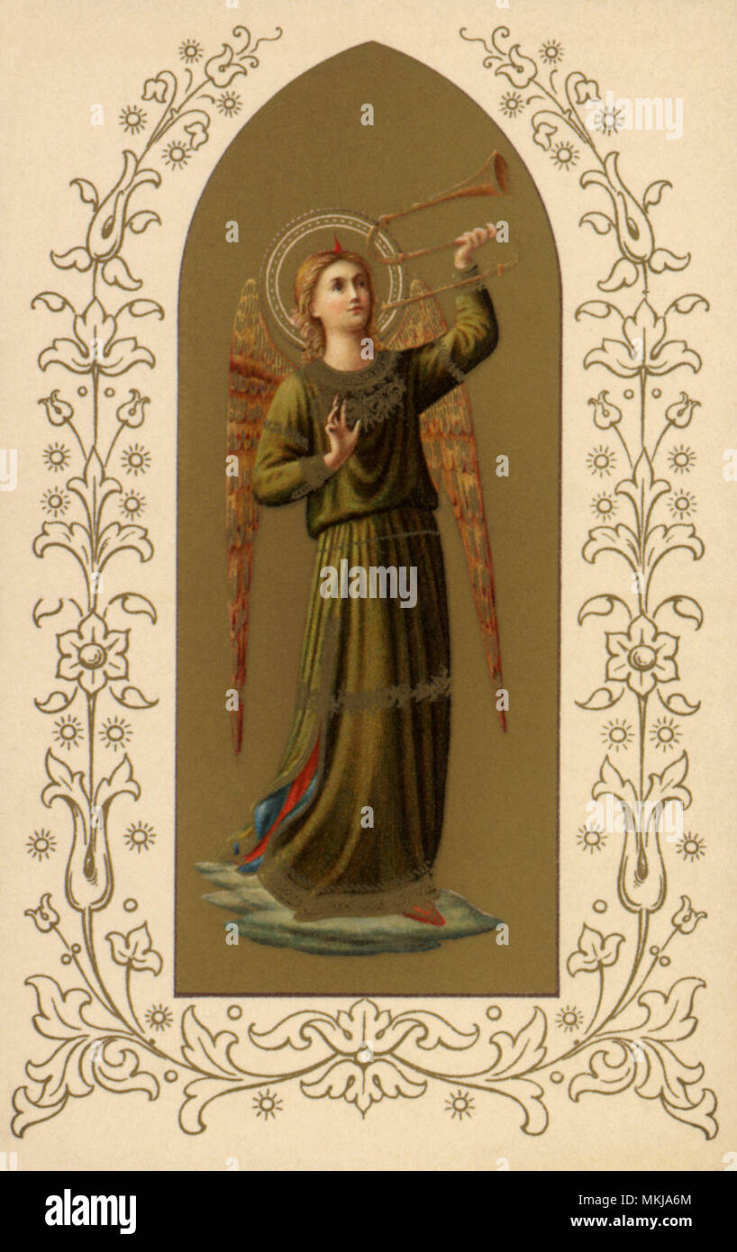 Angel with Horn Stock Photo - Alamy