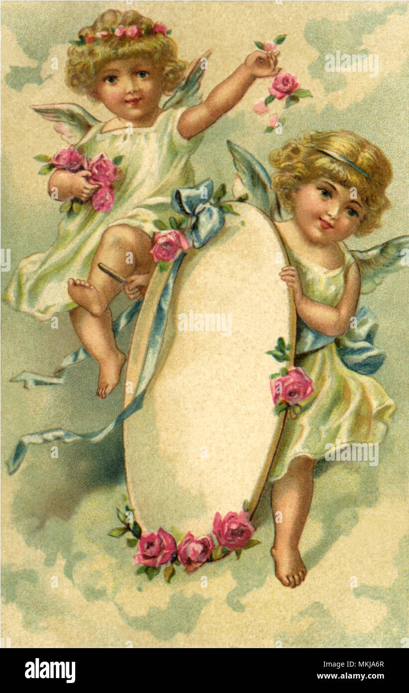 Angels with Oval Board Stock Photo - Alamy