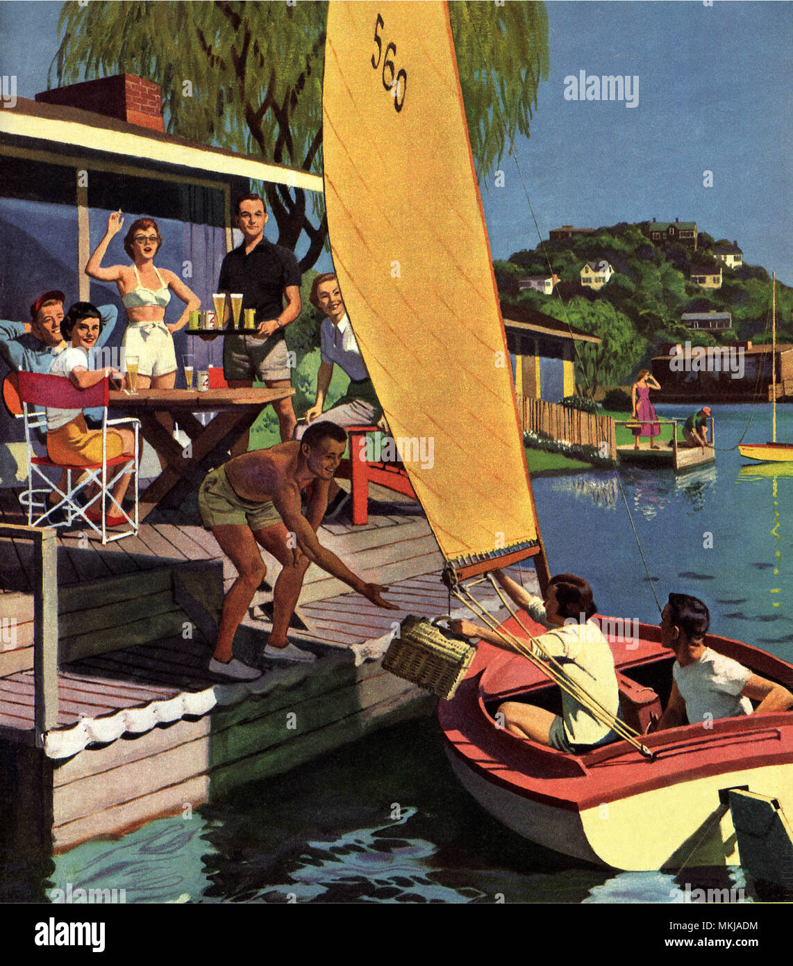 Boat, Deck and Friends Stock Photo - Alamy