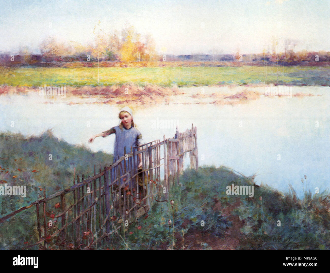 Sunset at Grez Stock Photo - Alamy