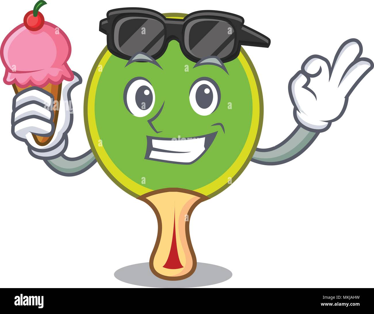 With ice cream ping pong racket character cartoon Stock Vector Image ...