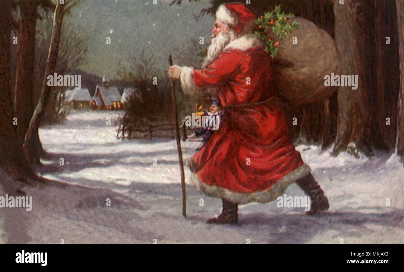 Santa Hiking in Woods Stock Photo - Alamy