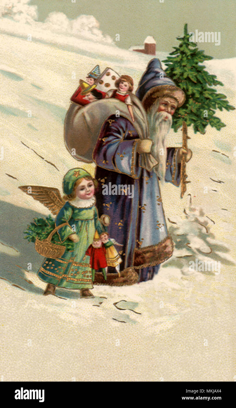 Santa and Angel Walking Stock Photo - Alamy