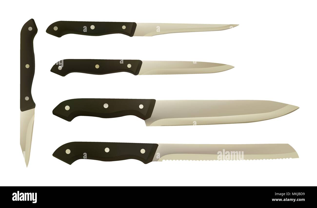 Kitchen bread knives set Stock Vector Images - Alamy