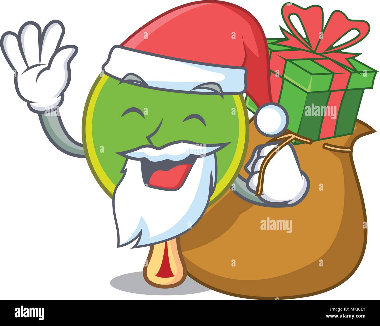 Santa with gift ping pong racket mascot cartoon Stock Vector Image ...