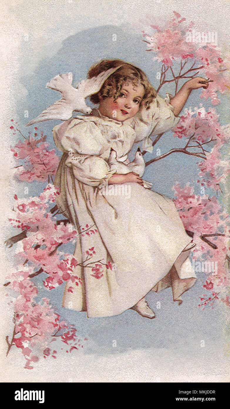 Girl in Cherry Tree Stock Photo - Alamy