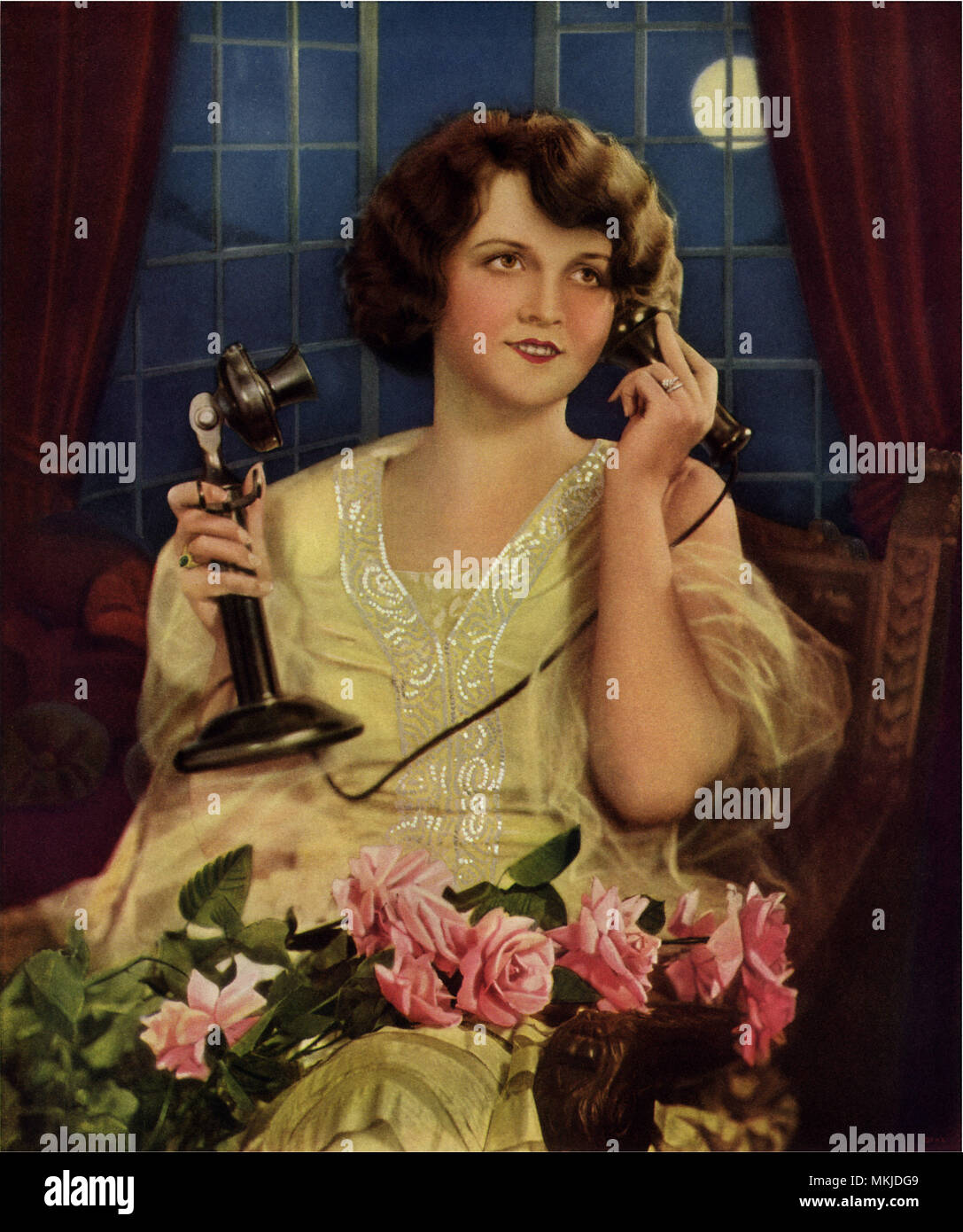 Woman on Telephone Stock Photo - Alamy