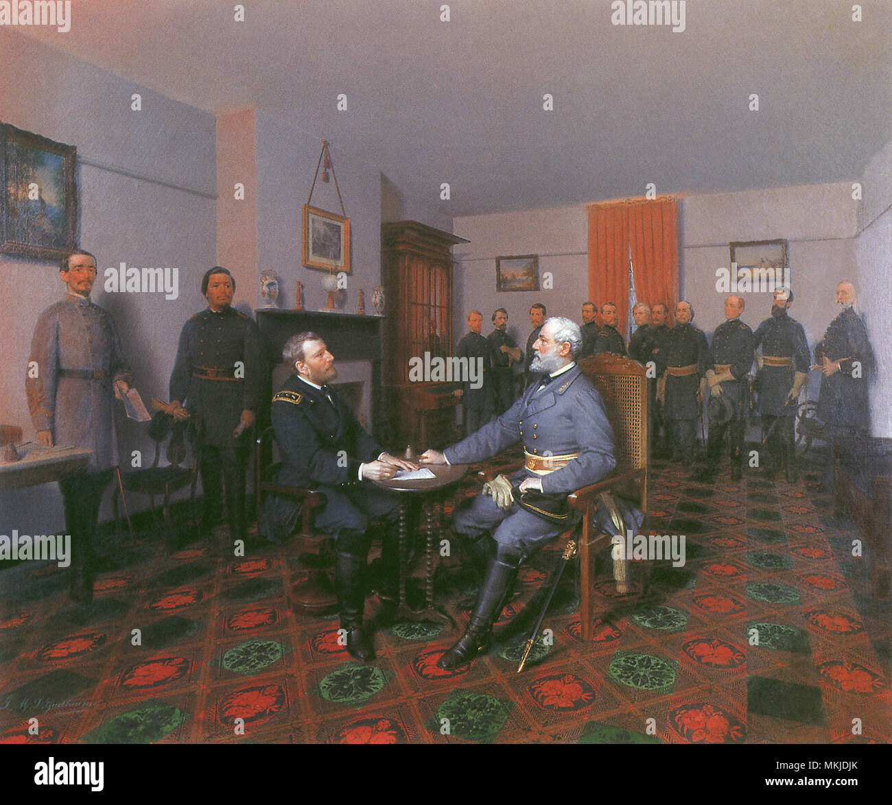 The Surrender of General Lee to General Grant April 1865 Stock Photo ...