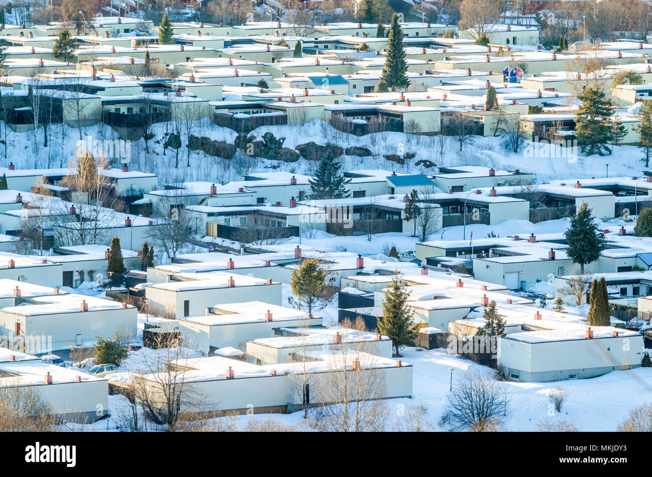 Ammerud and Grorud neighbourhood of Oslo, Norway, seen from Romsas view ...