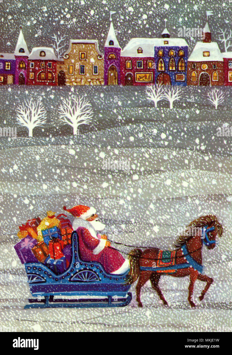 Santa Passes Town Stock Photo - Alamy