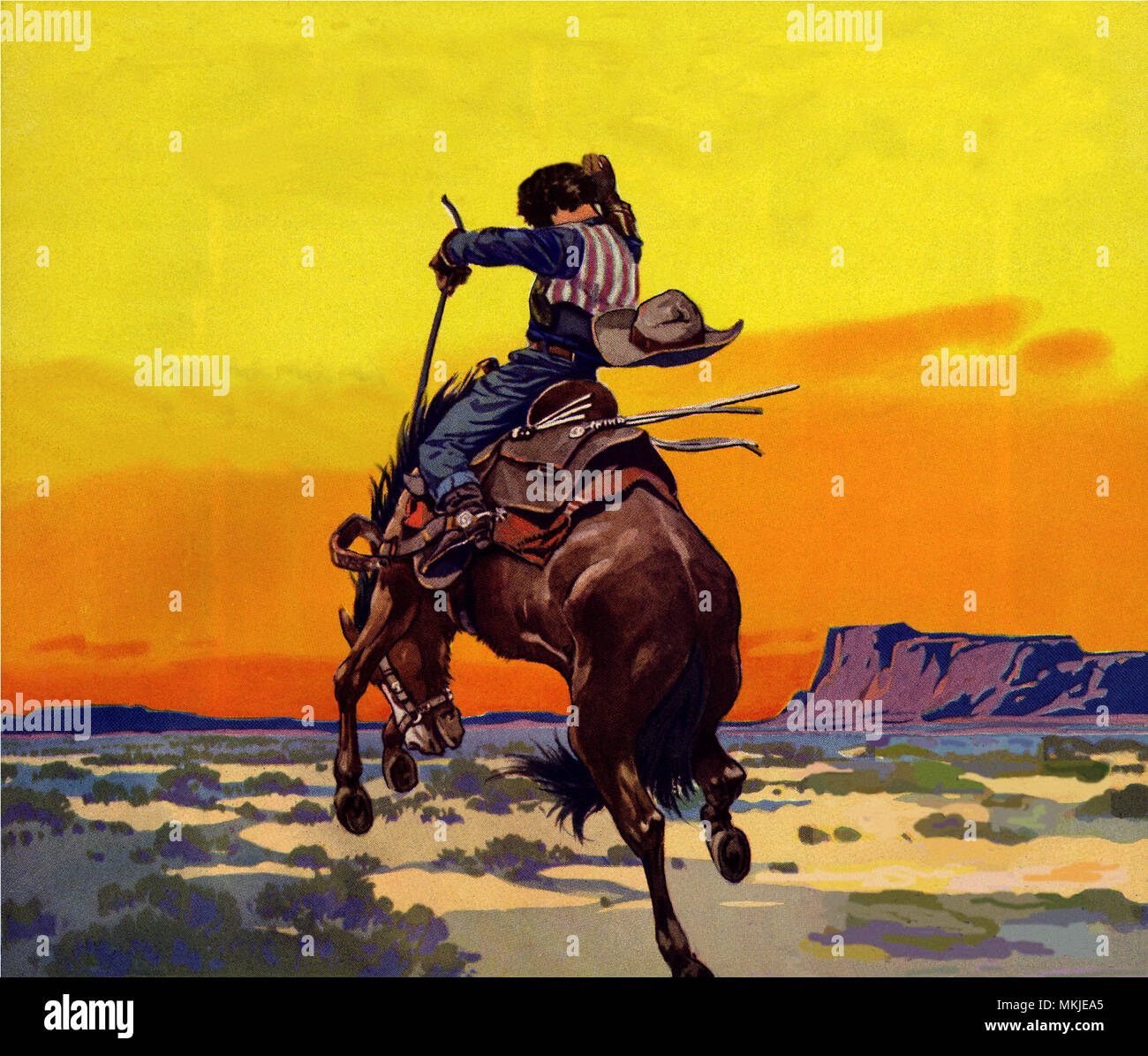 Lone Sunset Rodeo Stock Photo - Alamy