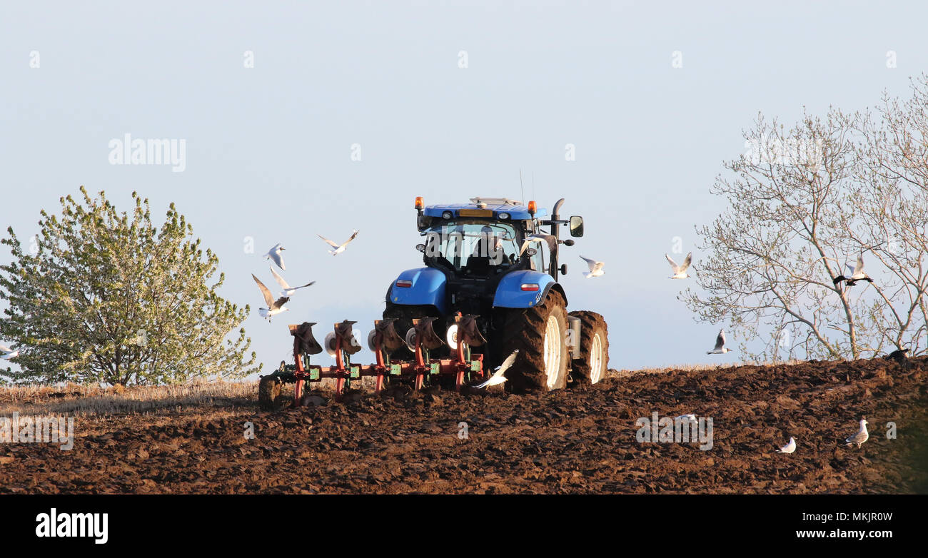 New Holland Tractor Ploughing Field High Resolution Stock Photography ...