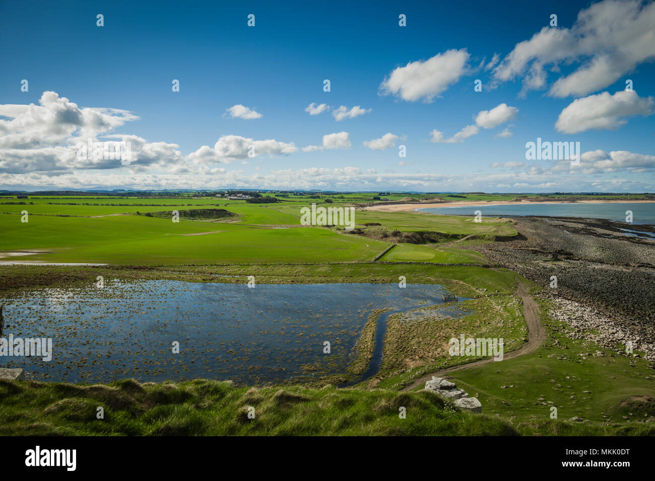 Dunstanburgh golf course, Northumberland, UK Stock Photo - Alamy