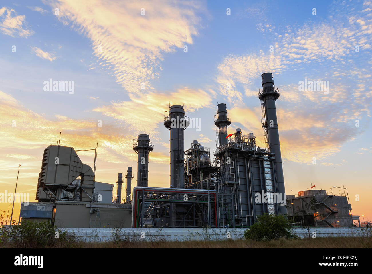 Gas turbine electric power plant with blue sky Stock Photo - Alamy