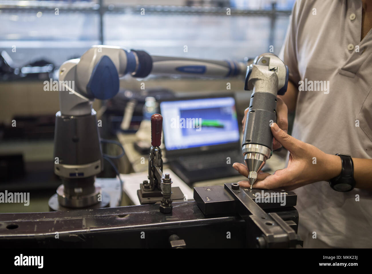 Inspection operator is check gap and dimension part Stock Photo - Alamy