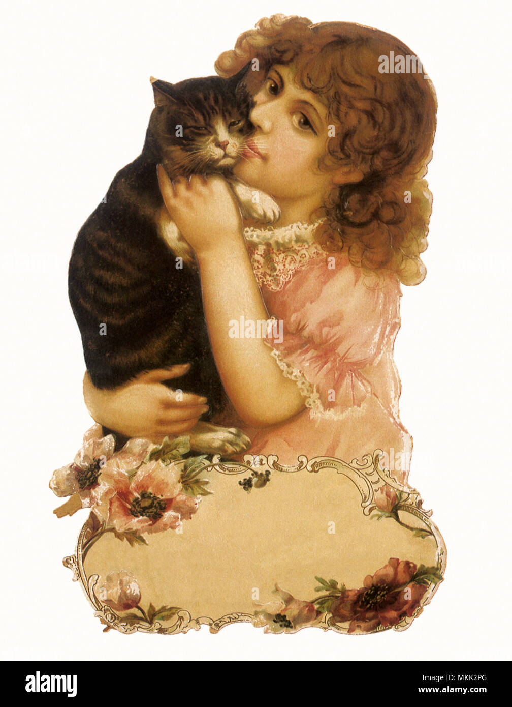 Girl Nuzzling Cat Stock Photo - Alamy