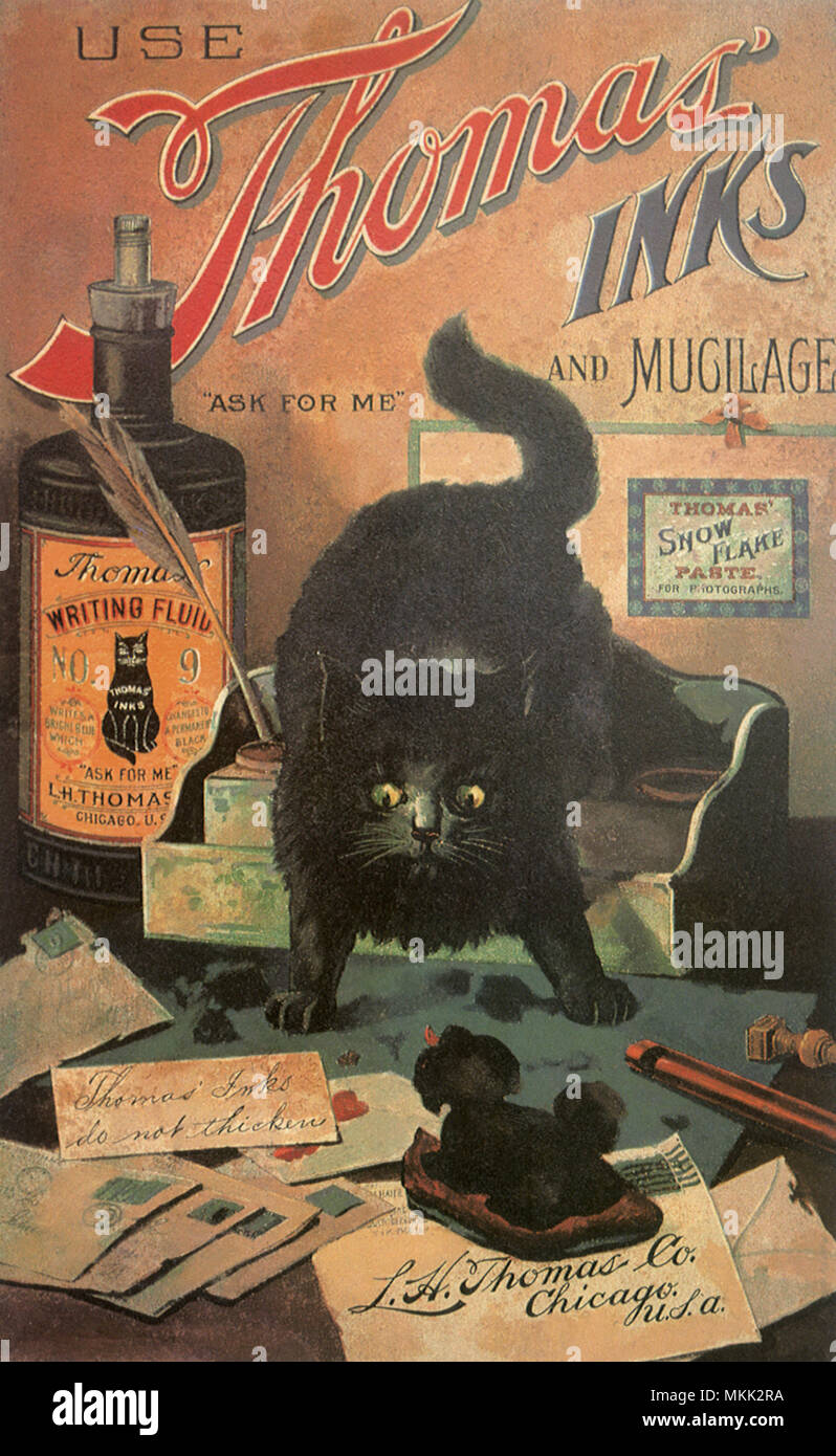 Black Cat in Black Ink Stock Photo - Alamy