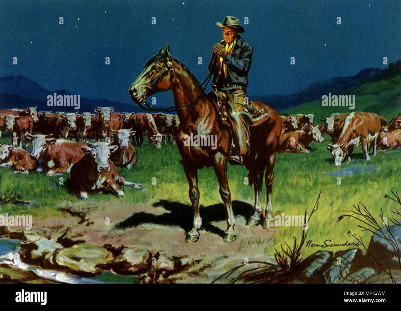 Cowboy Lighting a Smoke Stock Photo - Alamy