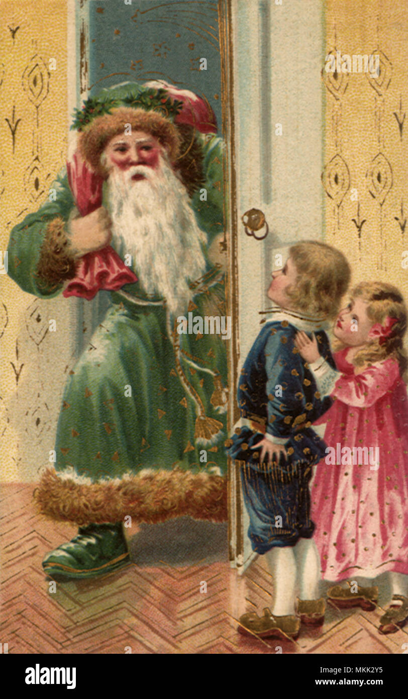 Santa in Green Stock Photo - Alamy