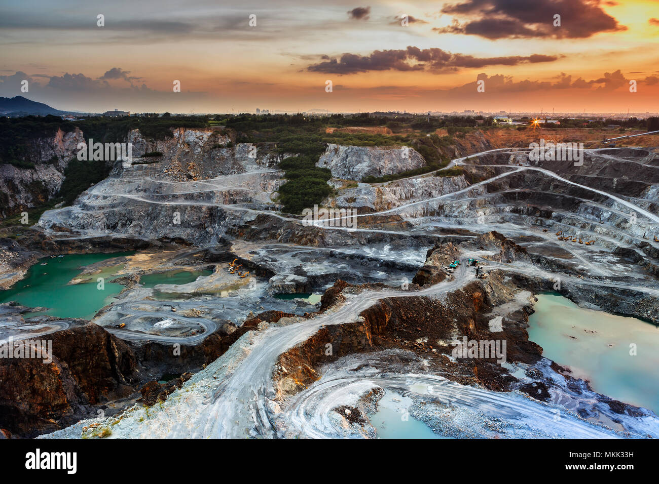 opencast mining quarry with beautiful sunlight Stock Photo - Alamy