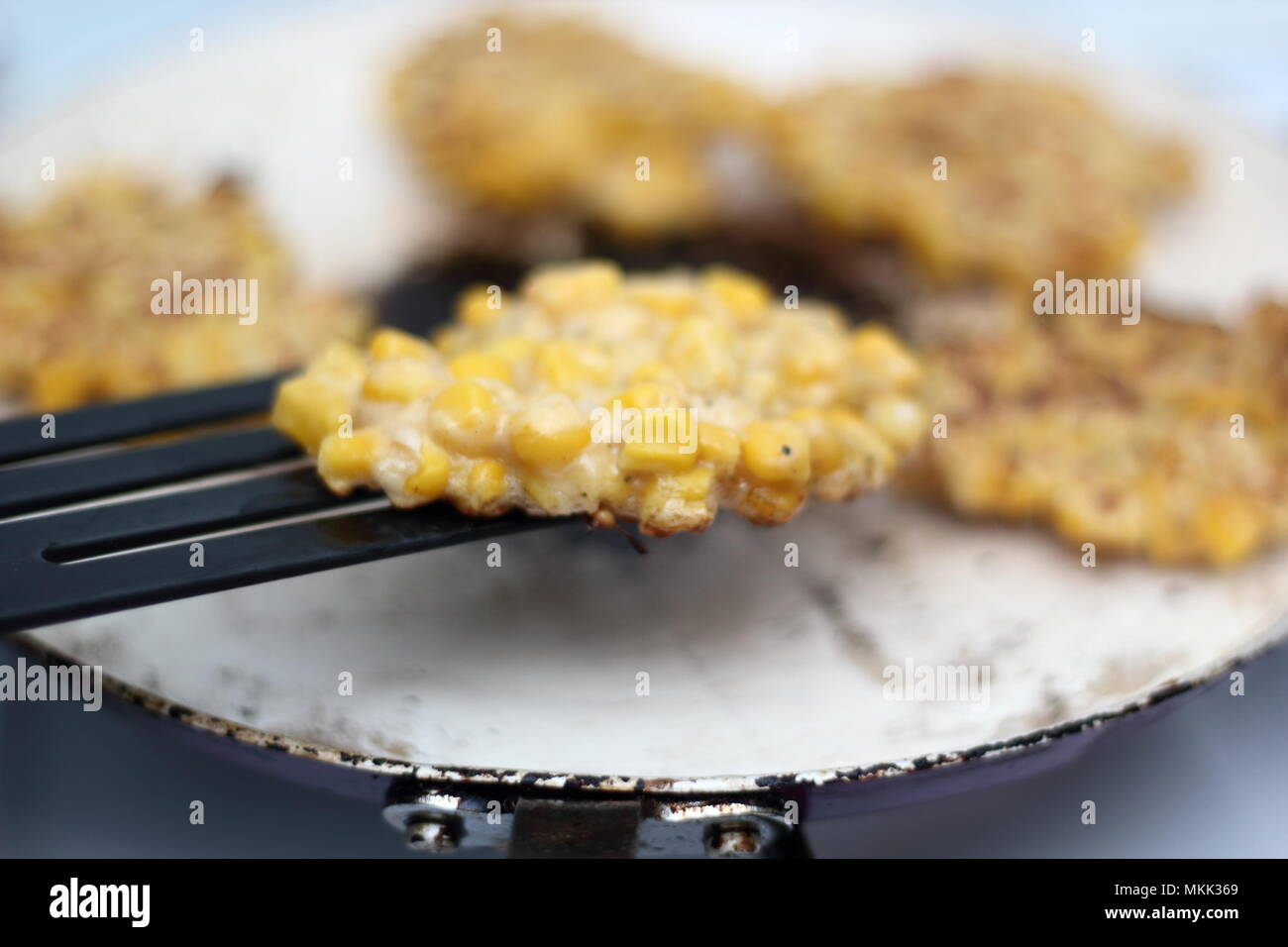 Frying Corn Pancakes Stock Photo - Alamy