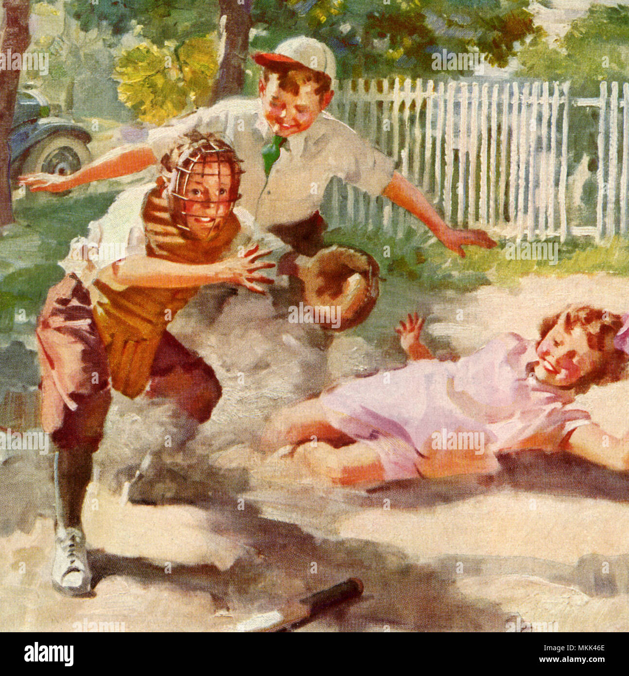 Girl sliding home base hi-res stock photography and images - Alamy