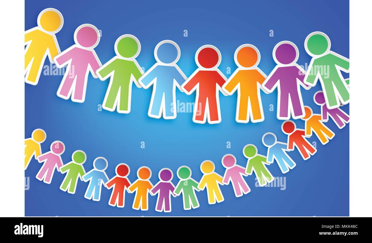 Paper chain people diversity Stock Vector Images - Alamy