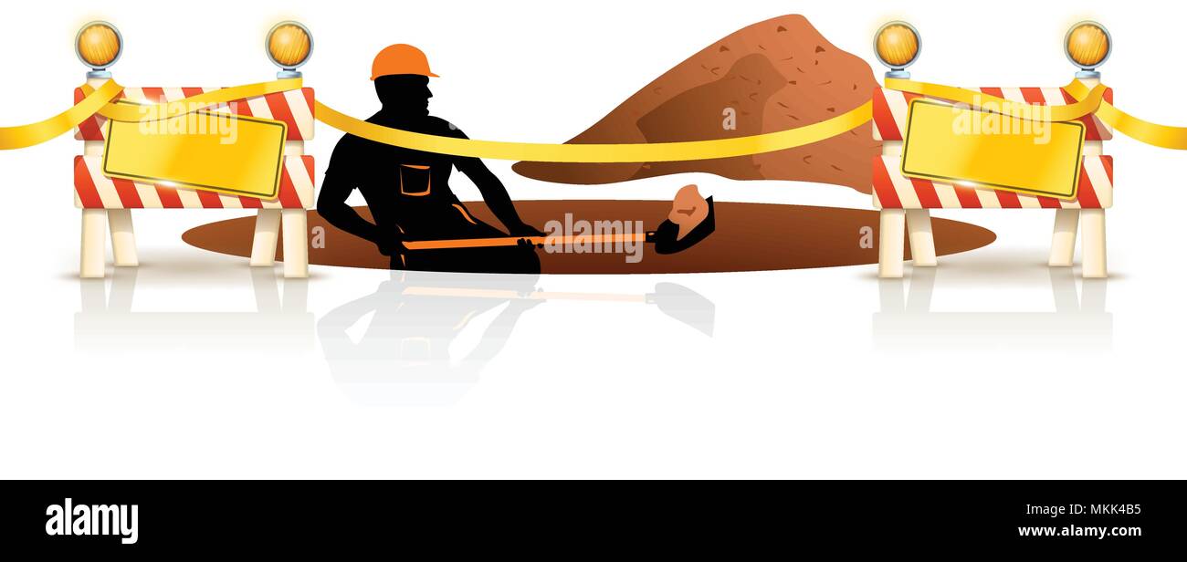 Man digging road work sign hi-res stock photography and images - Alamy