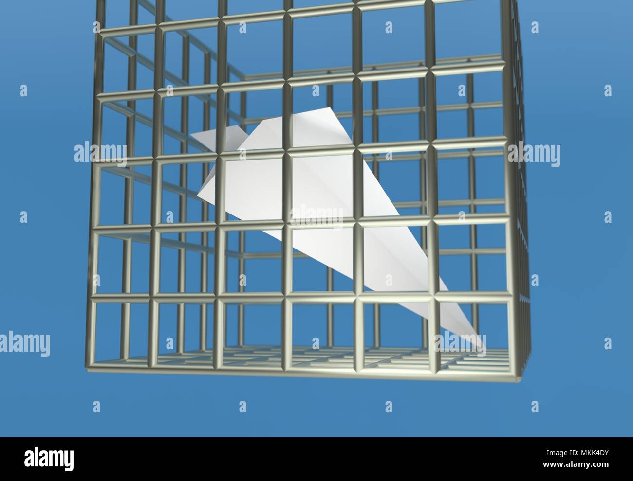 Paper airplane prison jail blocking telegram 3d illustration Stock ...