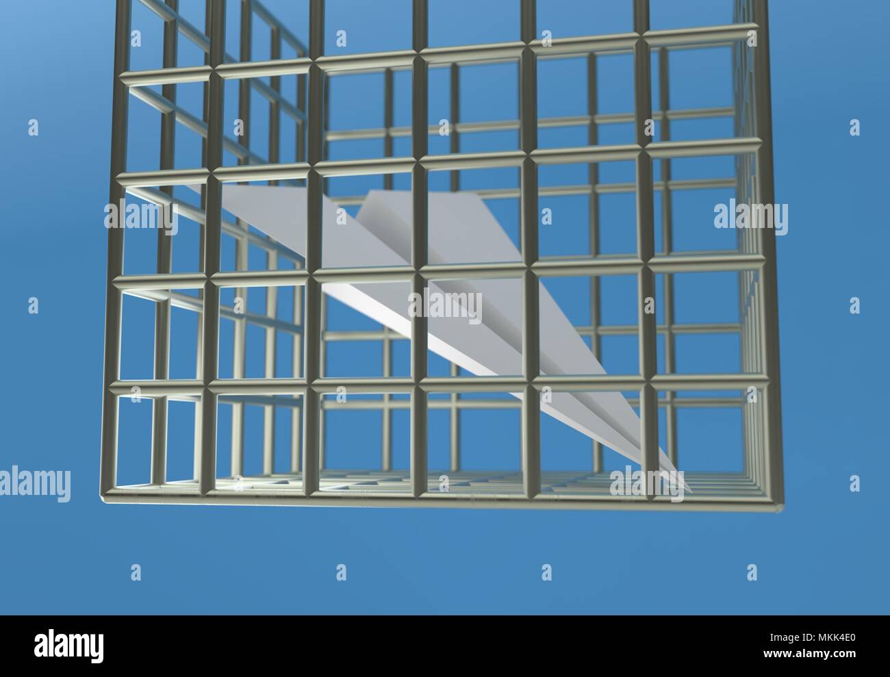 Paper airplane prison jail blocking telegram 3d illustration Stock ...