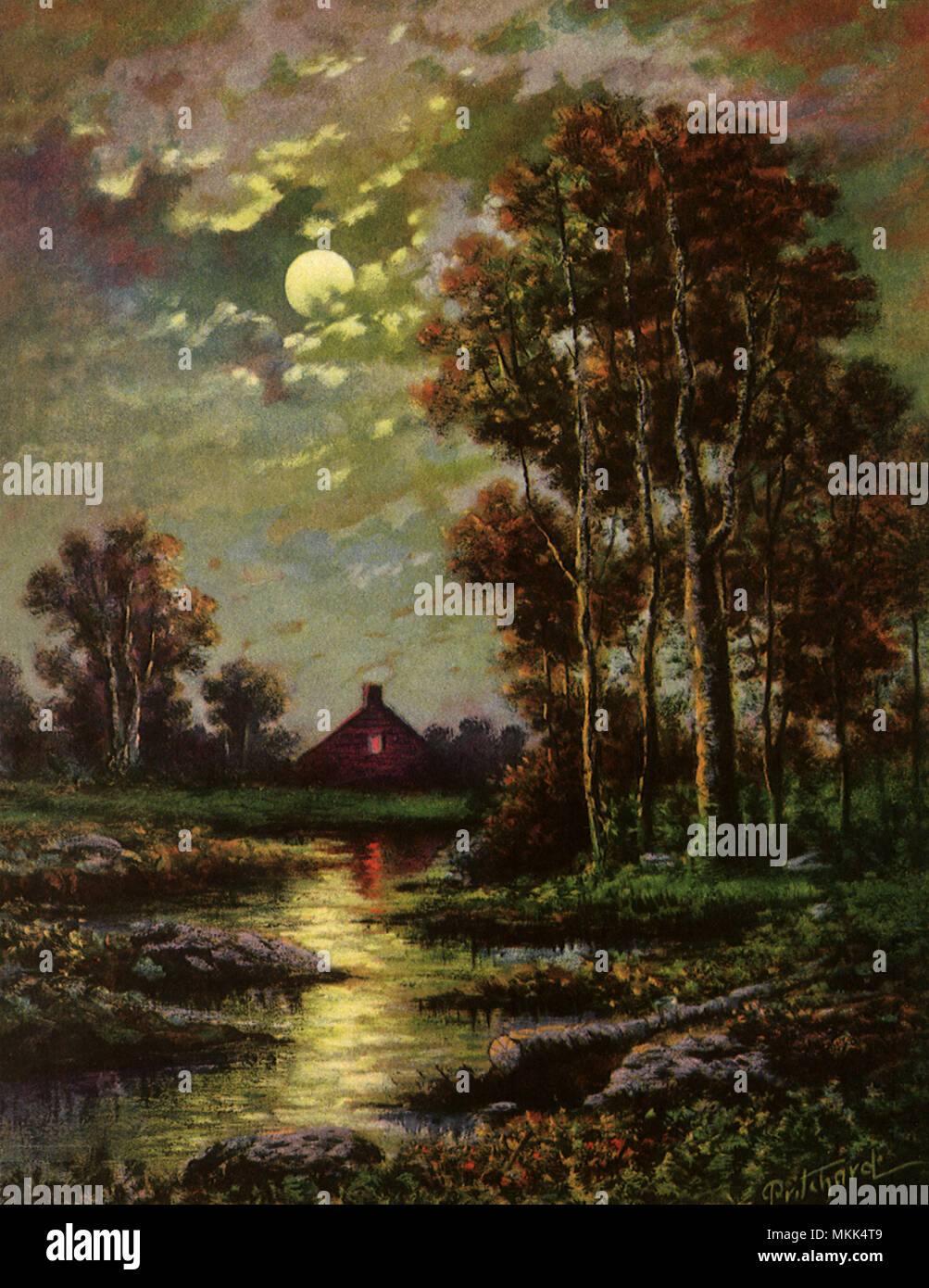 Stream in Moonlight Stock Photo - Alamy