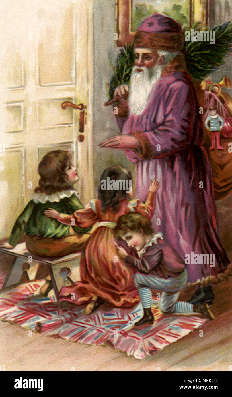Santa Before Children Stock Photo - Alamy