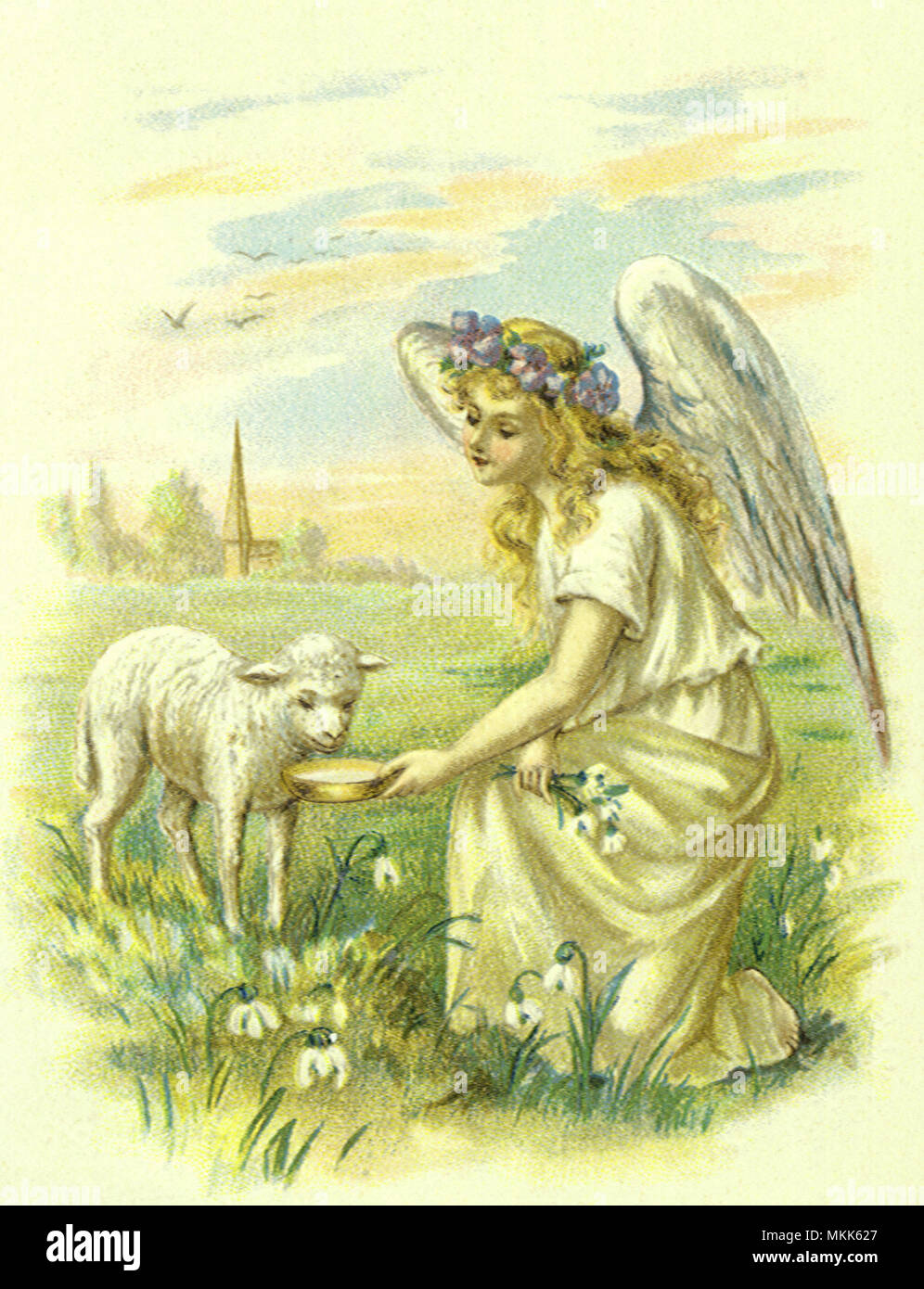 Angel Feeding Lamb Stock Photo - Alamy