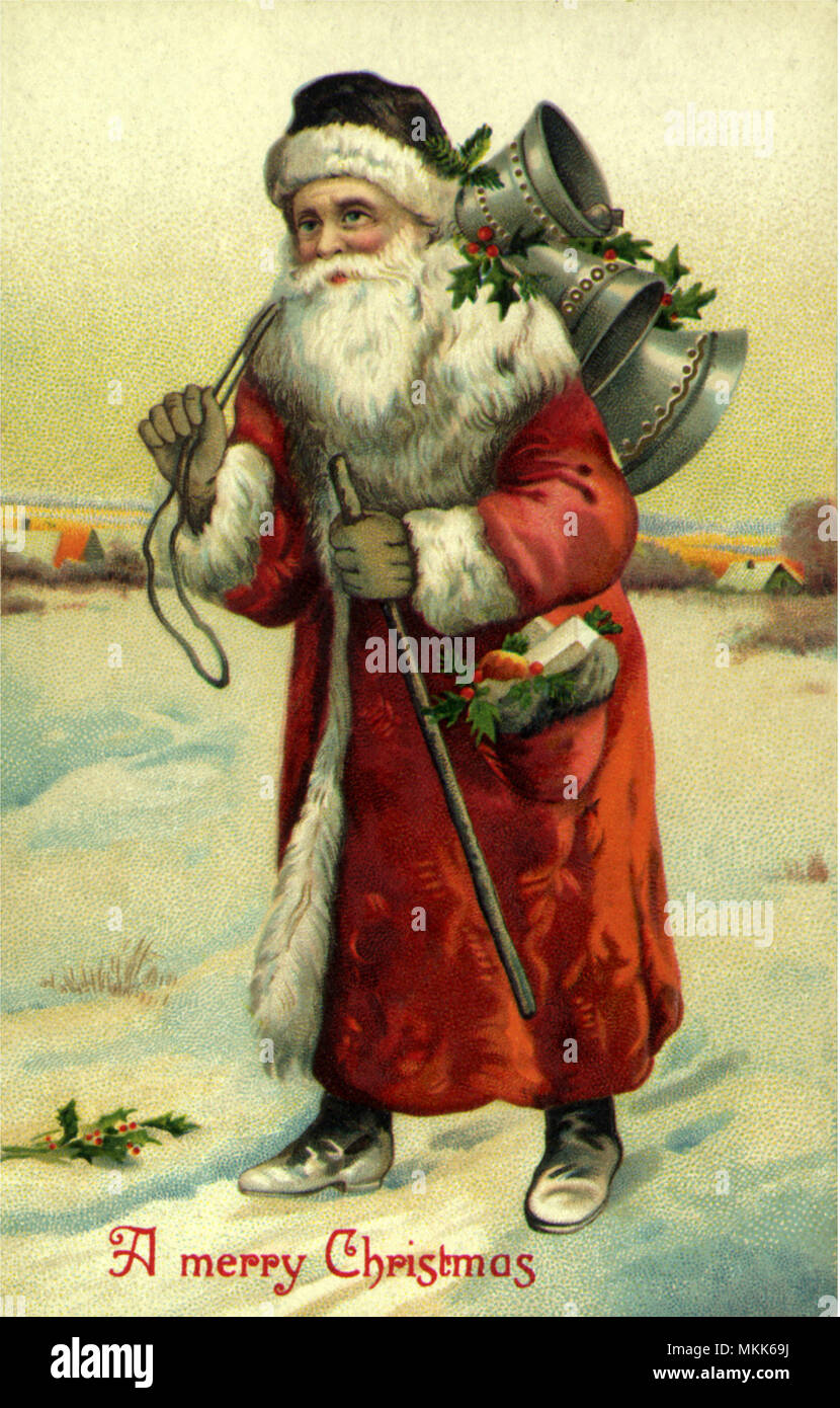 Santa Carrying Bells Stock Photo - Alamy