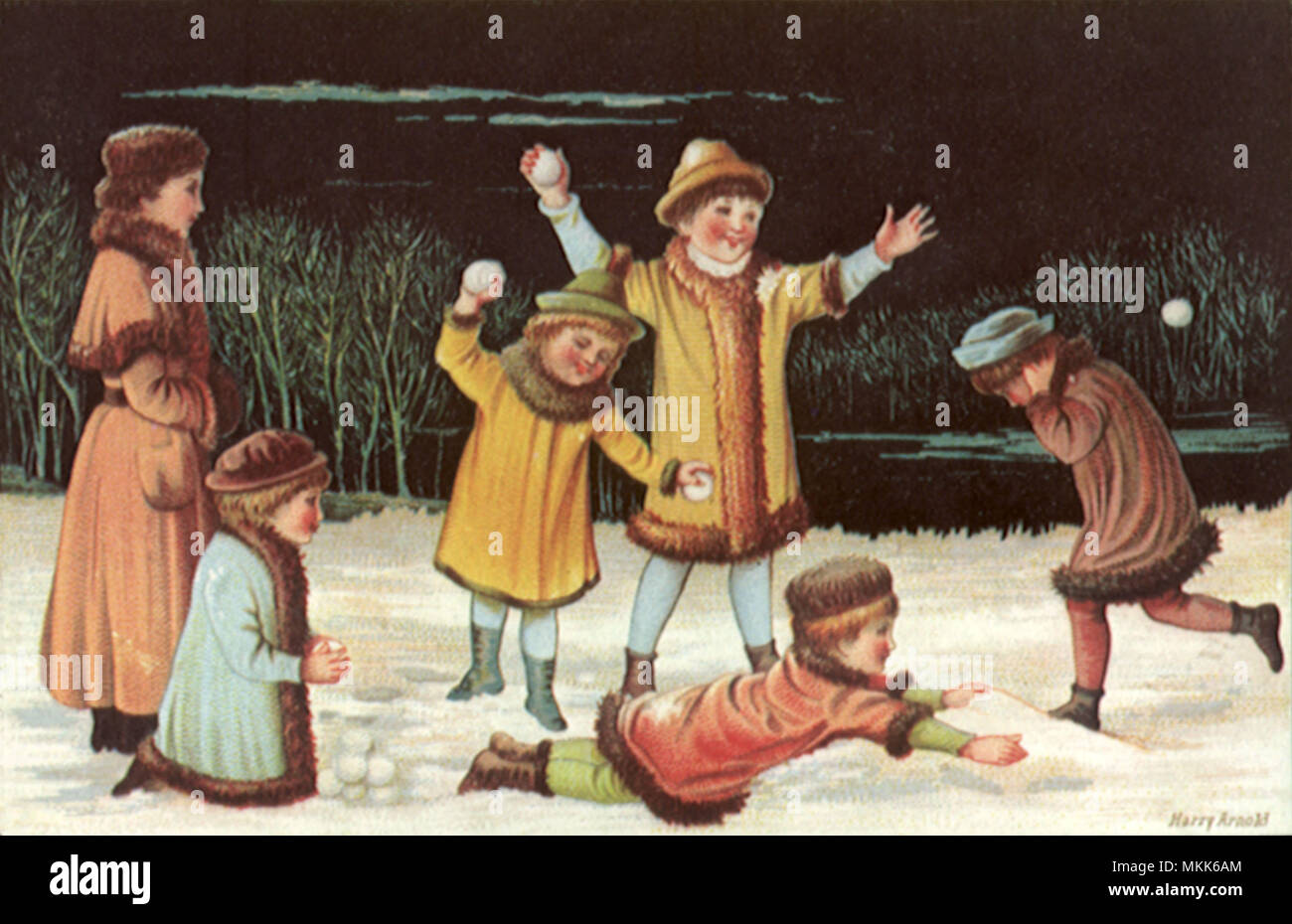 Kids throwing snowballs hi-res stock photography and images - Alamy