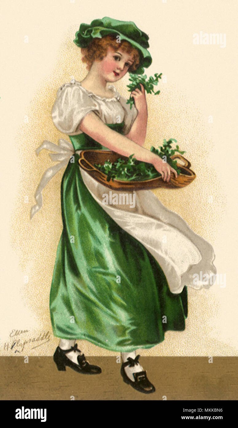 Girl Carrying Clover Stock Photo - Alamy